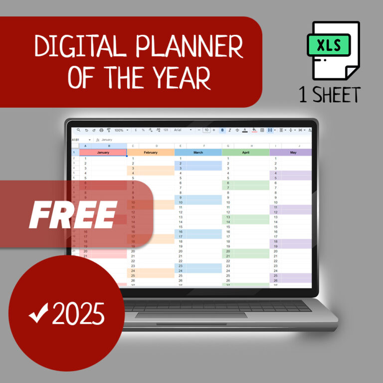 Digital yearly Excel planner by chakra system - "Architect" for 2025-2026